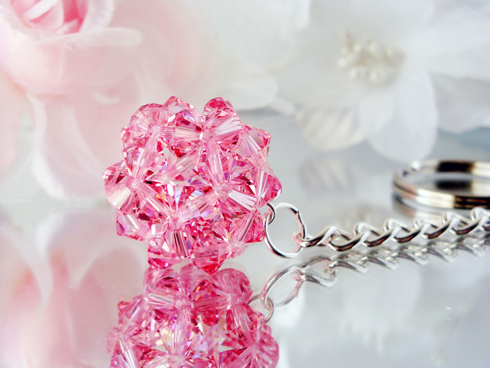 Swarovski Crystal Keychain, Pink Crystal Ball Key Chain for Women ...