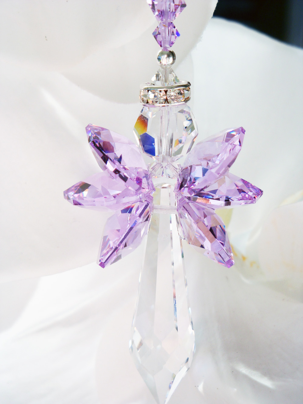 Crystal Angel Suncatcher, Purple Guardian Angel Memorial Gift, Crystal ...
